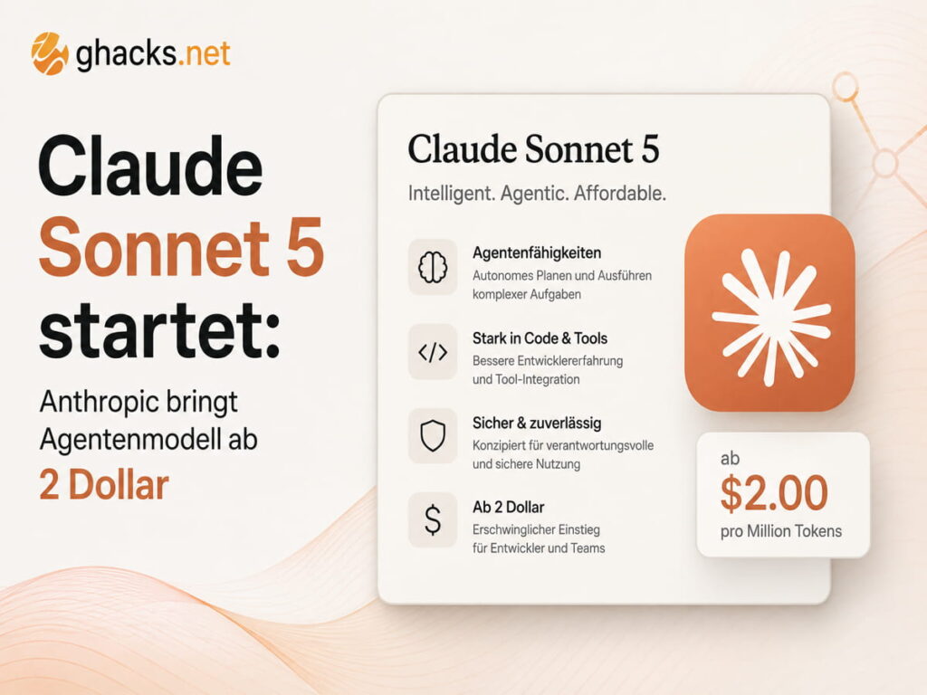 Claude Sonnet 5 startet: Anthropic bringt Agentenmodell ab 2 Dollar ...